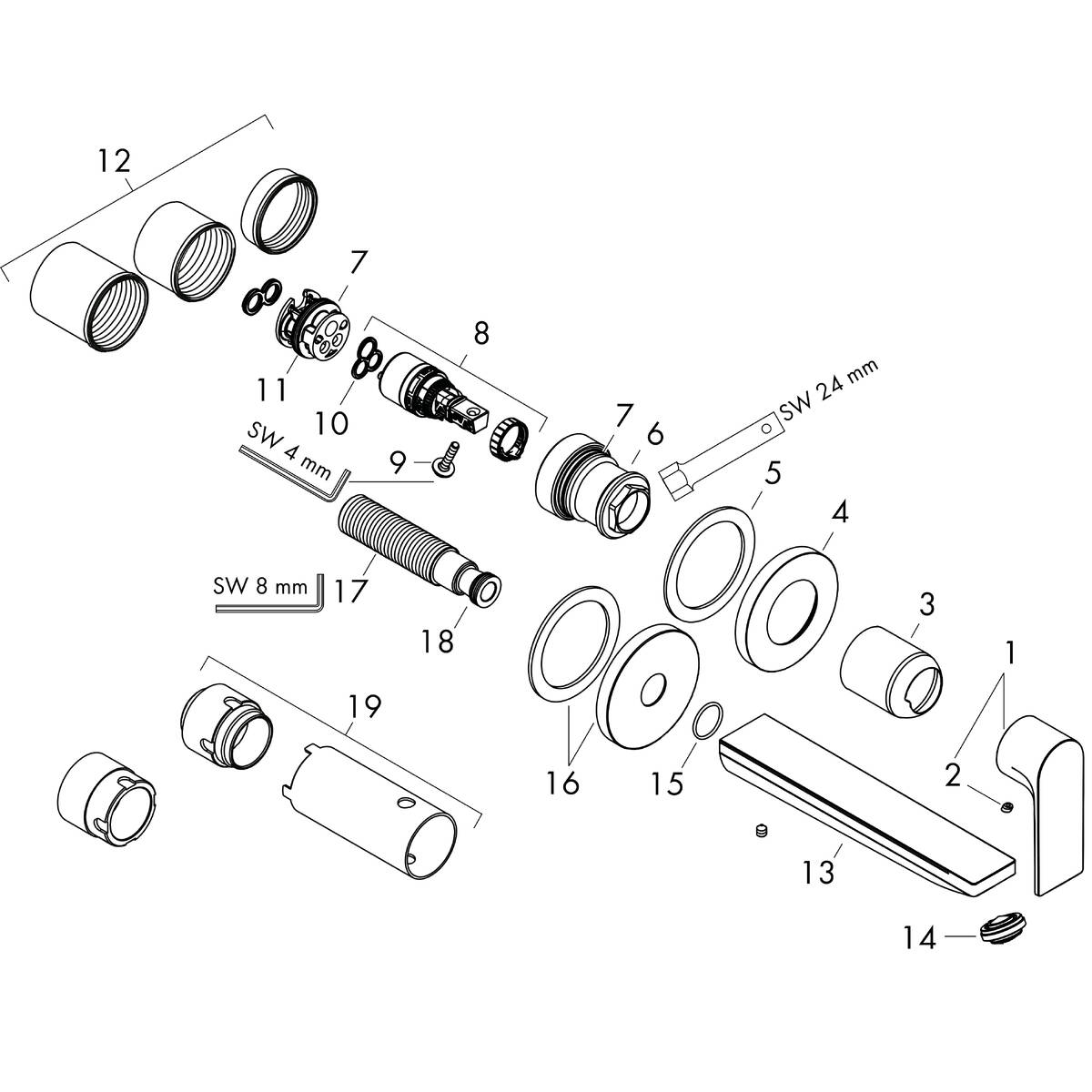 hansgrohe Washbasin mixers: Rebris E, Single lever basin mixer for ...