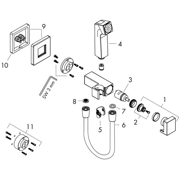 hansgrohe Porter sets: Bidette hand shower 1jet E EcoSmart for warm ...