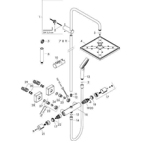 hansgrohe Shower pipes: Vernis Shape, 1 spray mode, Item No. 26427670 ...