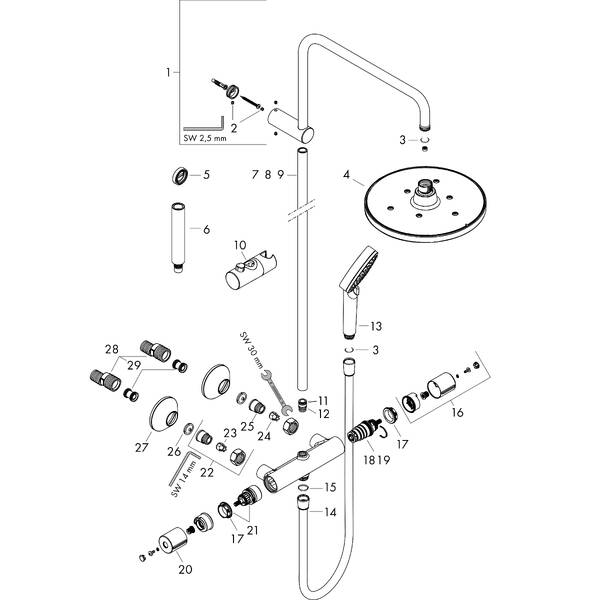 hansgrohe Shower pipes: Vernis Blend, 1 spray mode, Item No. 26426670 ...