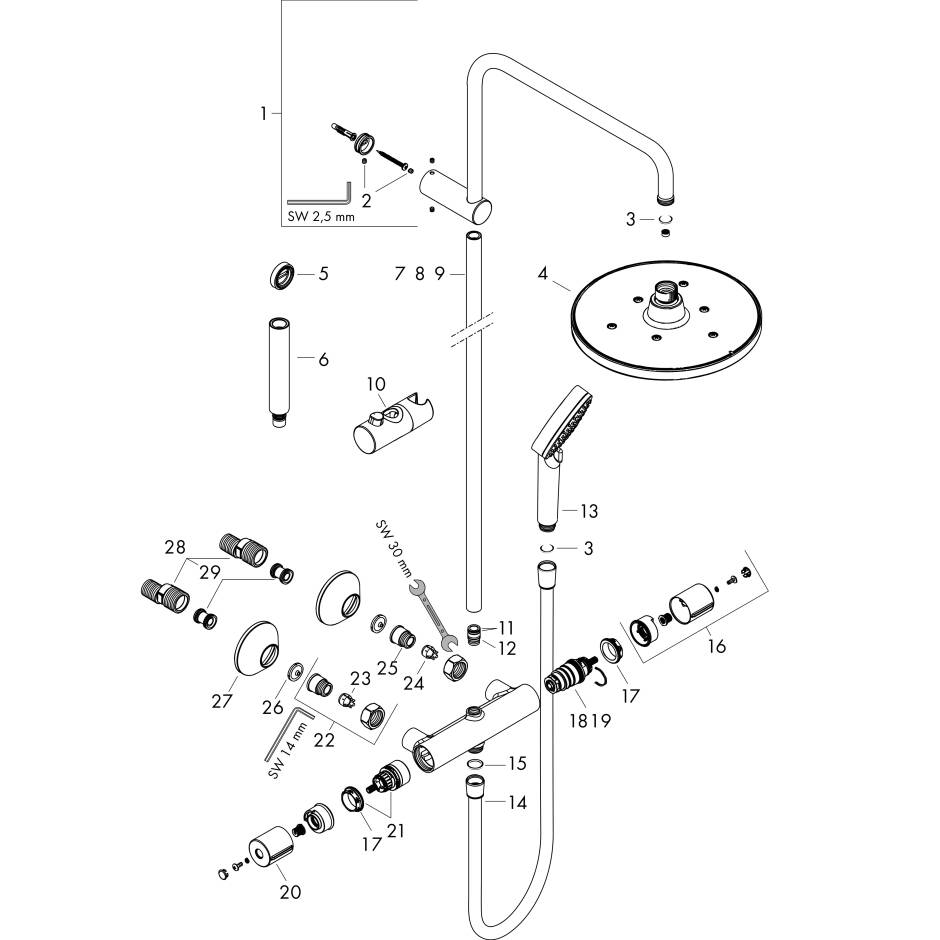 hansgrohe Shower pipes: Vernis Blend, 1 spray mode, Item No. 26426670 ...