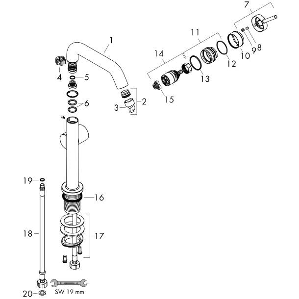 hansgrohe Washbasin mixers: Tecturis S, Single lever basin mixer 210 ...
