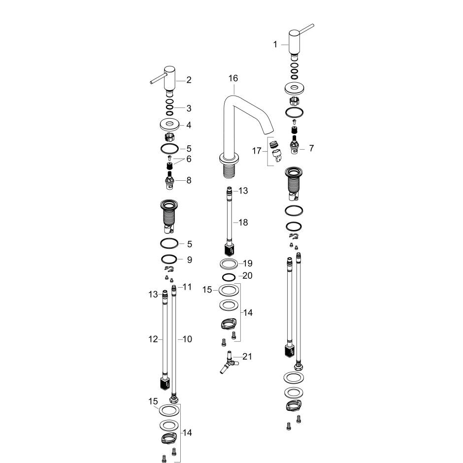 hansgrohe Washbasin mixers: Tecturis S, 3-hole basin mixer 150 ...