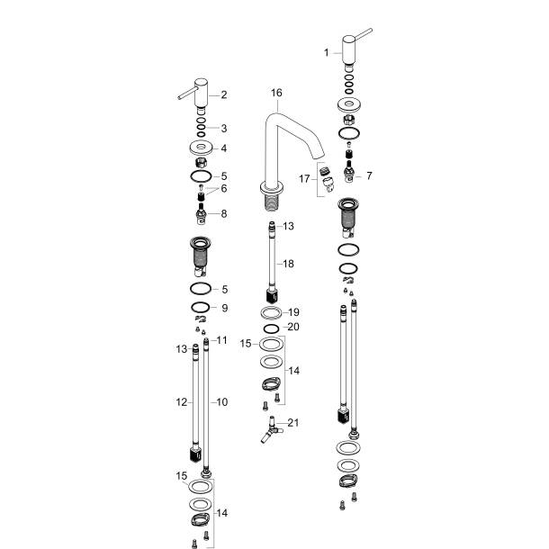 hansgrohe Washbasin mixers: Tecturis S, 3-hole basin mixer 150 ...