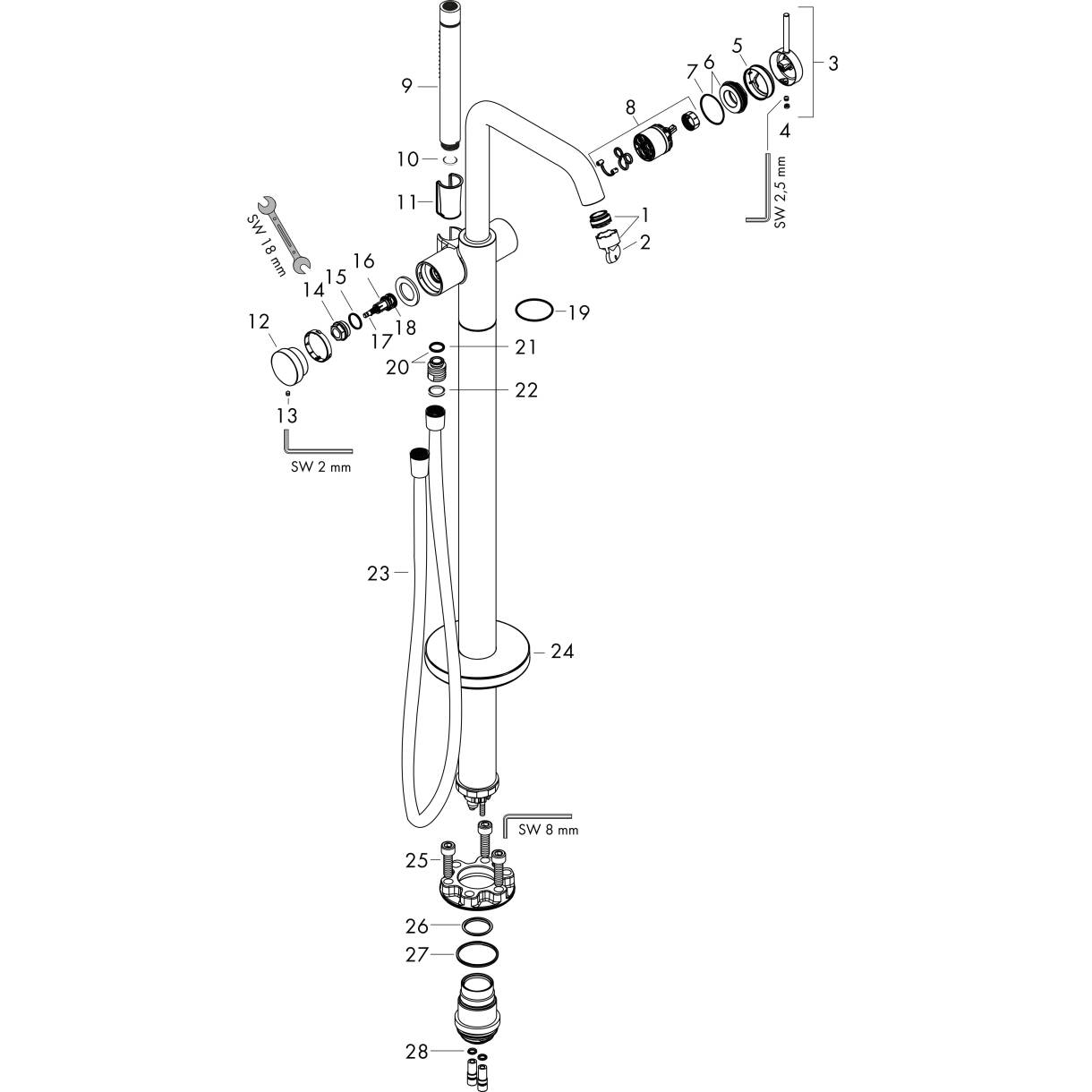 Tecturis S Bath mixers: 2 functions, Chrome, Item No. 73440000