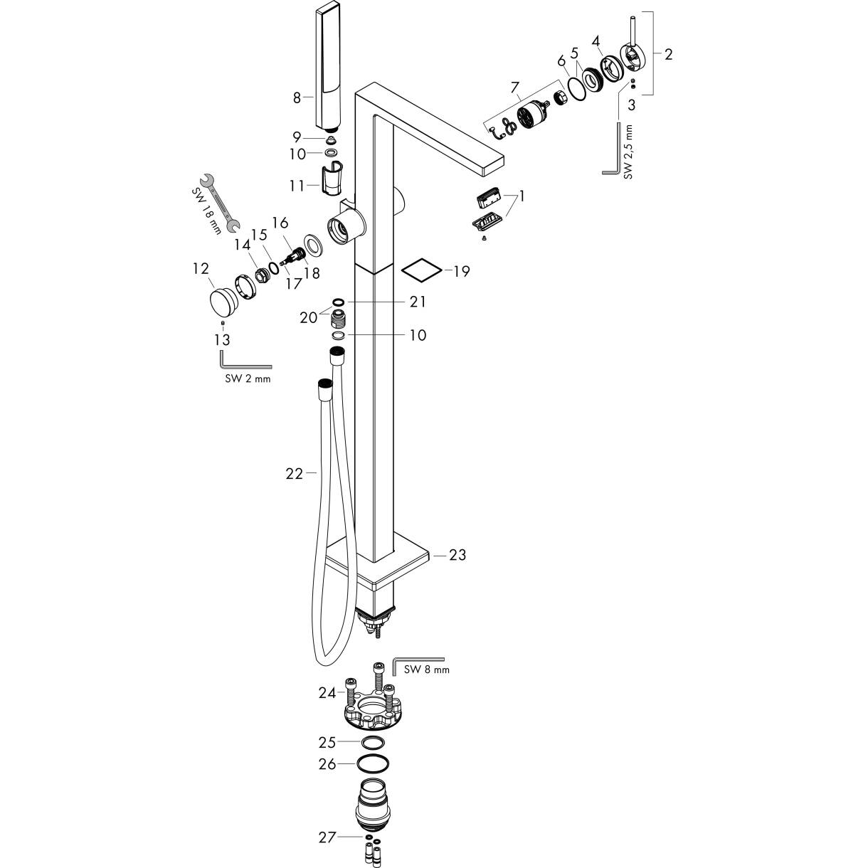 Tecturis E Bath mixers: 2 functions, Brushed Bronze, Item No. 73445140