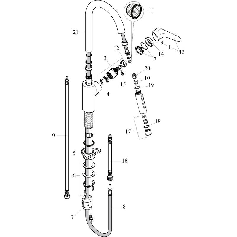 hansgrohe Kitchen faucets: Focus, Prep Kitchen Faucet, 2-Spray Pull ...