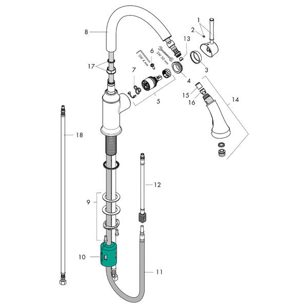 hansgrohe Kitchen faucets: Talis C, HighArc Kitchen Faucet, 2-Spray ...