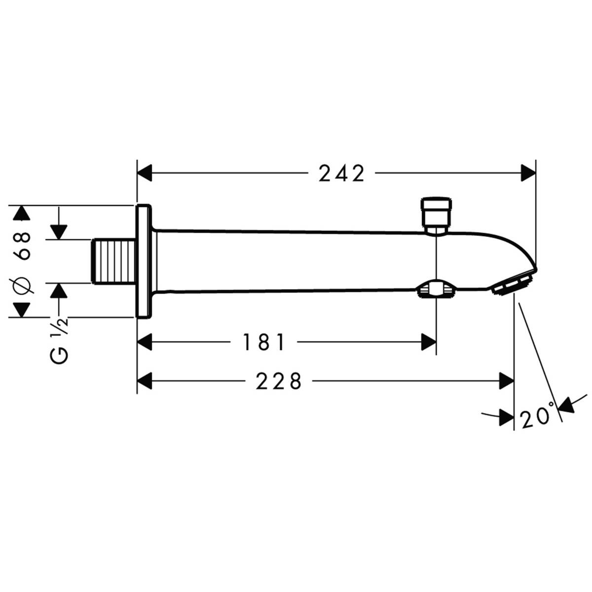 hansgrohe Bath fillers: Bath spout 22.8 cm with diverter valve, Item No ...