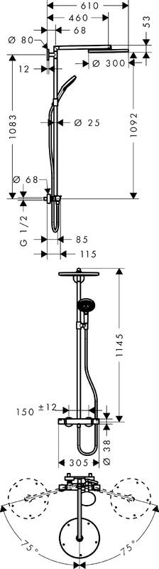 hansgrohe Showerpipes: Raindance S, 1 stråletype, Art.nr. 27114000 ...