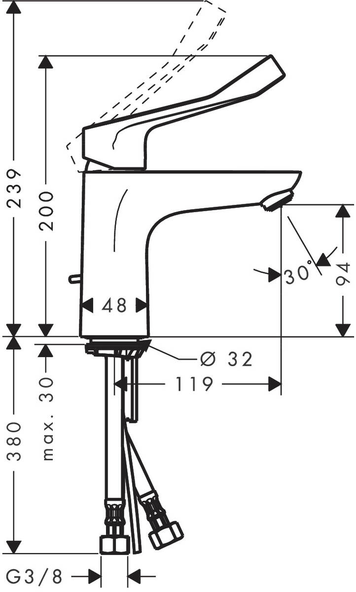 hansgrohe Washbasin mixers: Focus, Single lever basin mixer 100 with ...