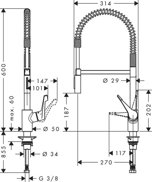hansgrohe Kitchen mixers: Cento, Single lever kitchen mixer XXL, Semi ...