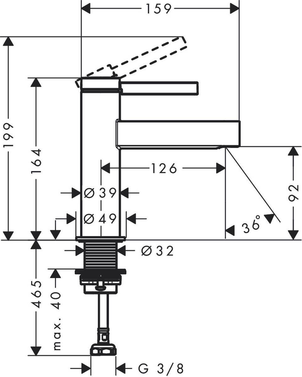 hansgrohe Washbasin mixers: Finoris, Pillar tap 100 with lever handle ...