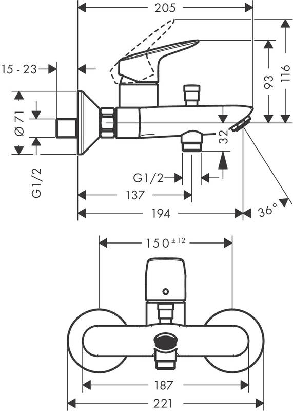Logis Bath mixers: 2 functions, Chrome, Item No. 71432009 | hansgrohe SG