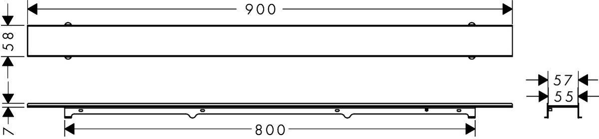 hansgrohe RainDrain Rock, Caniveau de douche linéaire 900 découpable et ...