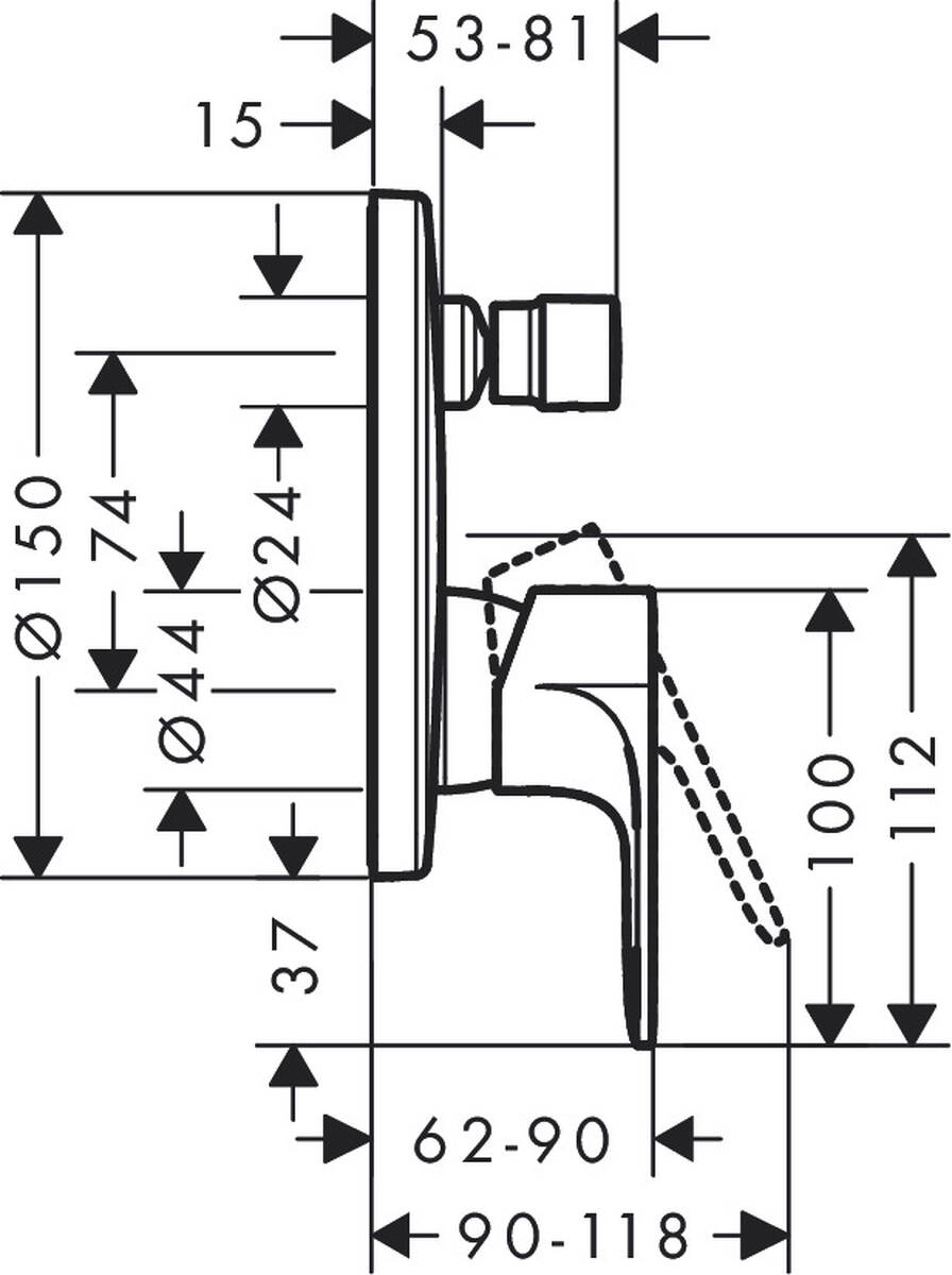 Rebris E Bath mixers: 2 functions, Matt Black, Item No. 72468670 ...