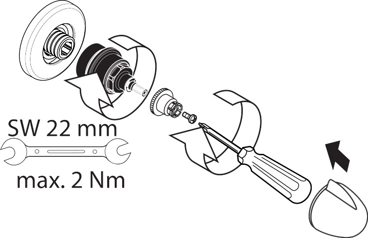 hansgrohe Recambios: HG Escutcheon nut shut off unit chrome, ref. 97358000