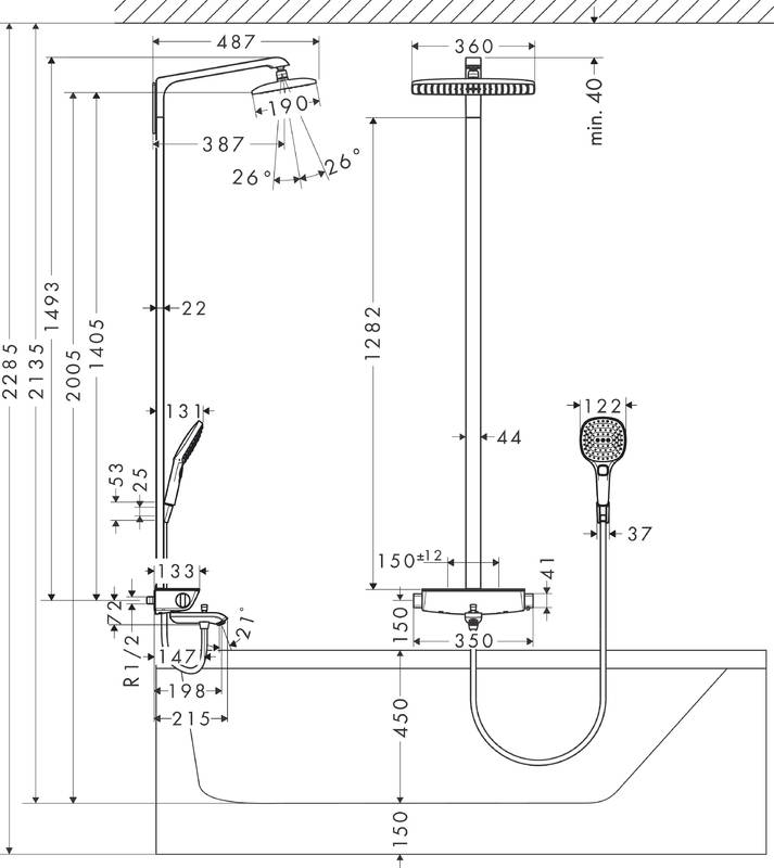 hansgrohe Showerpipes: Raindance E, 1 vrsta mlaza, Br. art. 27113000 ...