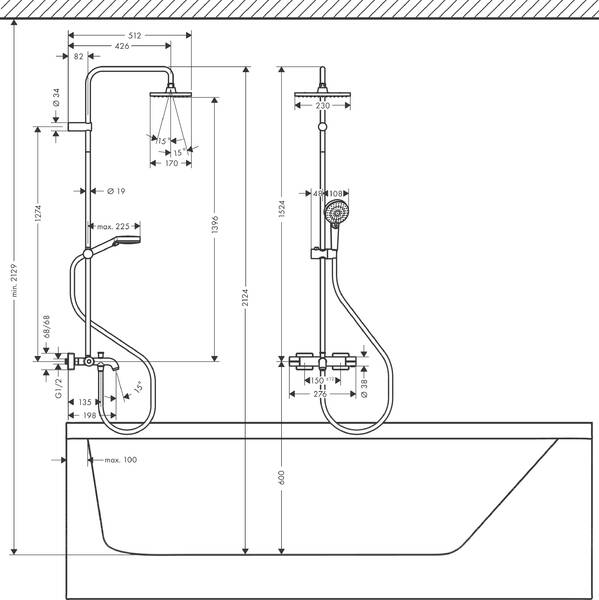 hansgrohe Showerpipes: Vernis Shape, 1 druh proudu, Č. položky 26284000 ...