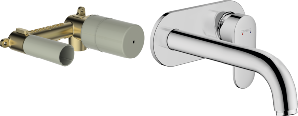 汉斯格雅 面盆龙头: 福涅斯 Blend, 暗装墙出水单把手面盆龙头，出水嘴204mm（不含预埋件）, 货号 71576007