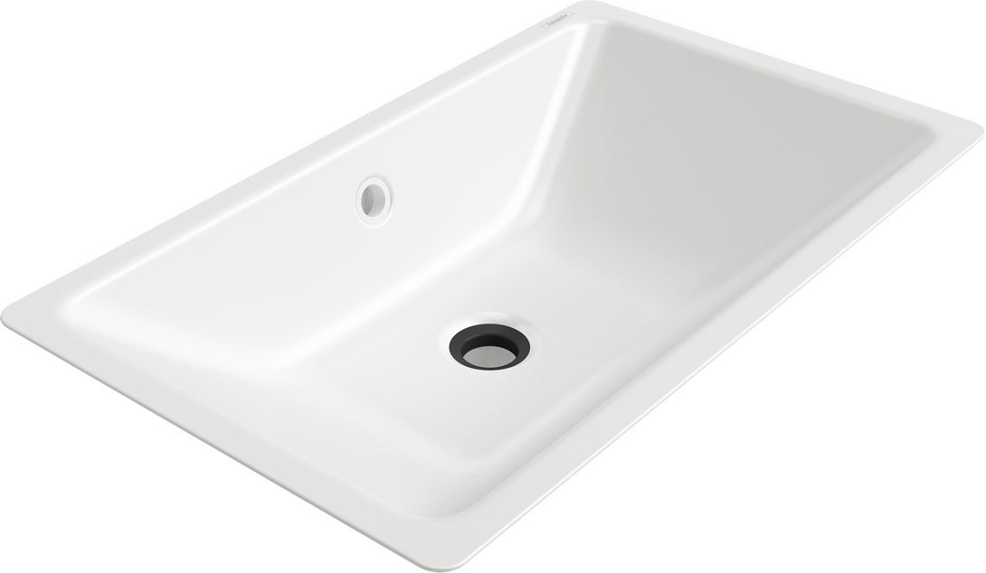 汉斯格雅 面盆: 闻汐 Q, 碗盆600 x 390，不带龙头安装孔，带右侧置物平台, 货号 22425007