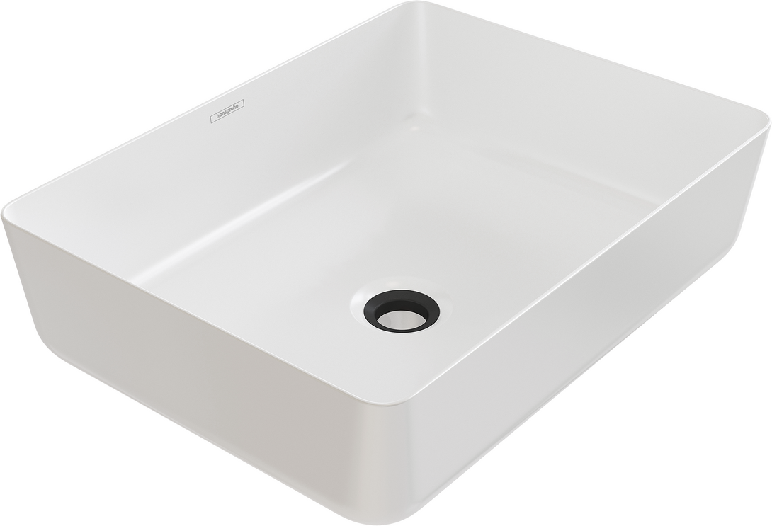 汉斯格雅 面盆: 闻汐 Q, 碗盆600 x 390，不带龙头安装孔，带右侧置物平台, 货号 22425007