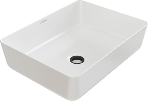 汉斯格雅 面盆: 闻汐 Q, 碗盆600 x 390，不带龙头安装孔，带右侧置物平台, 货号 22425007
