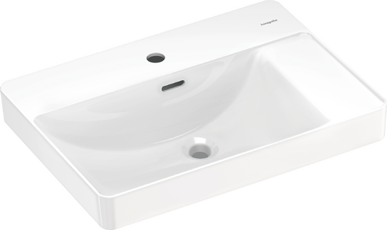 汉斯格雅 面盆: 闻汐 Q, 碗盆600 x 390，不带龙头安装孔，带右侧置物平台, 货号 22425007