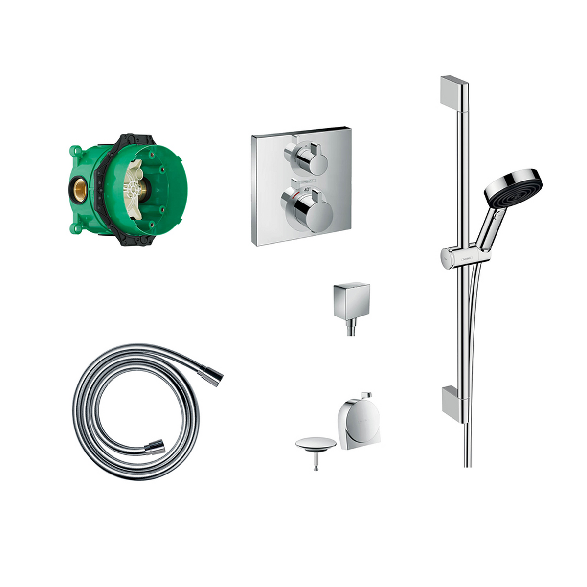 hansgrohe BOMs: Pulsify Select S, Hand shower 105 3jet, slide rail kit ...